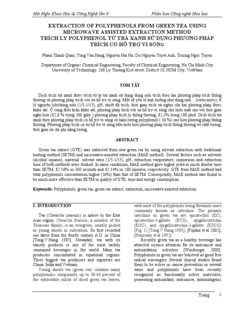 Trich Ly Polyphenol Tu Tra Xanh | PDF