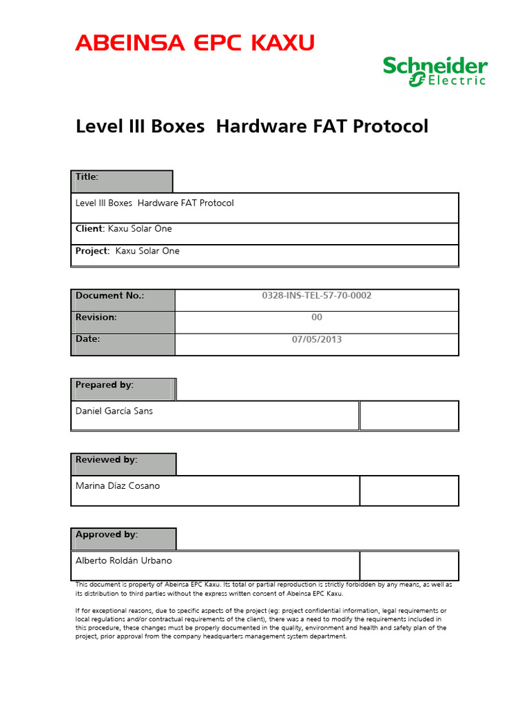 0328-INS-TEL-57-70-0002 - Level III Boxes Hardware FAT Protocol | PDF ...