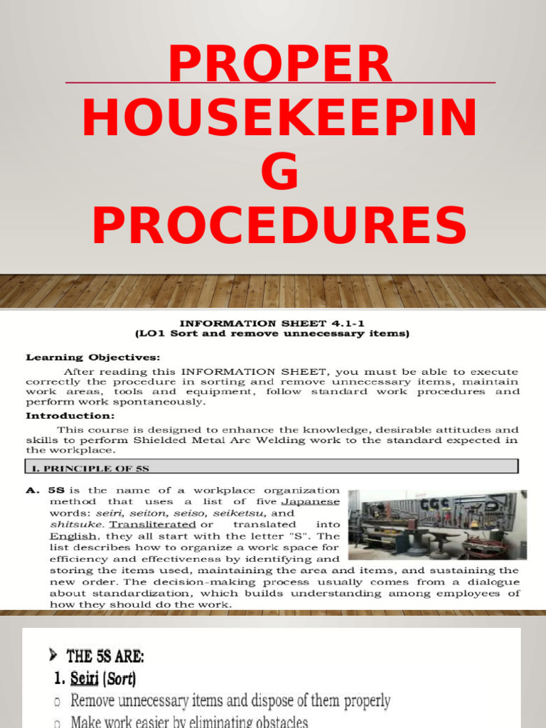 Proper Housekeeping Procedures | PDF