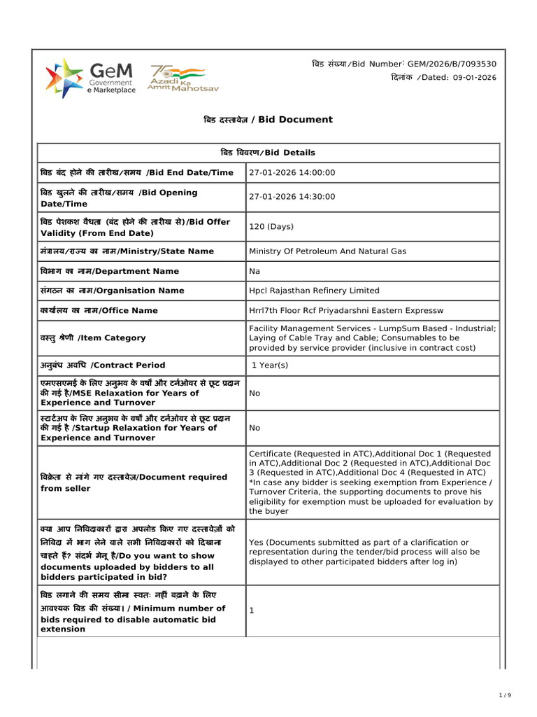 Bid Details for Facility Management Services | PDF | Procurement | Auction