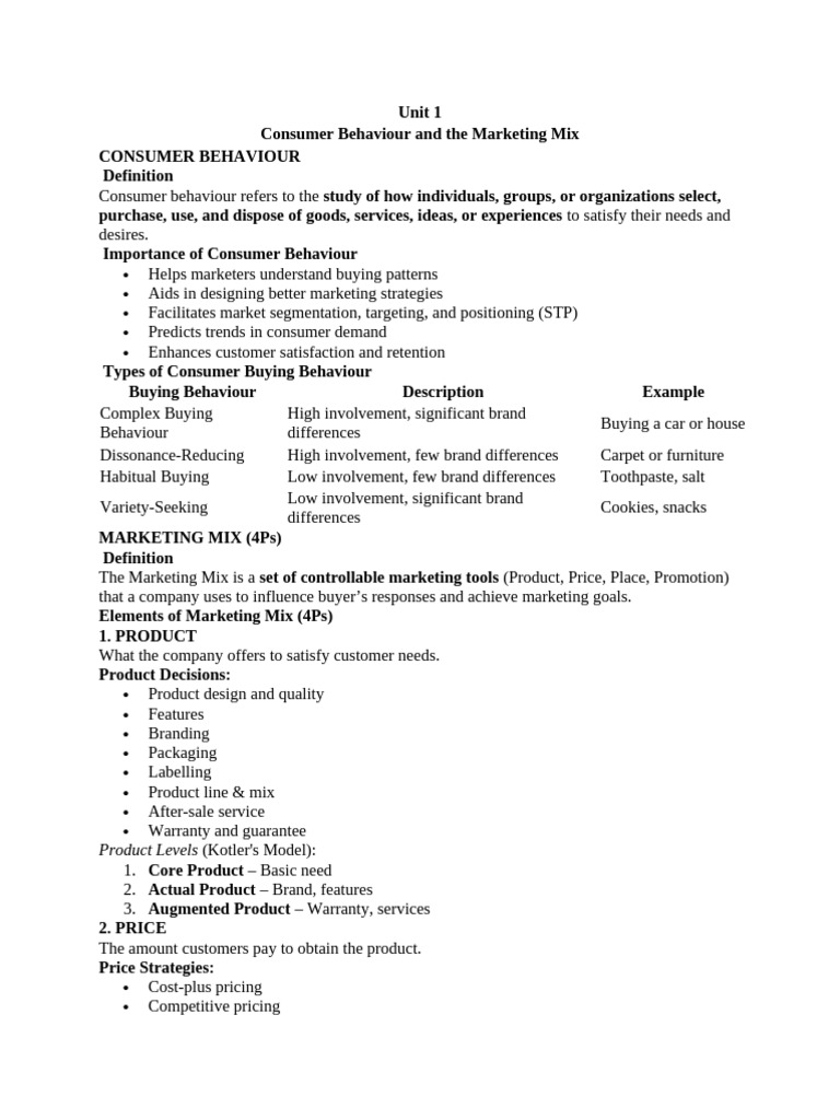 Consumer Behaviour and The Marketing Mix | PDF | Marketing | Consumer ...