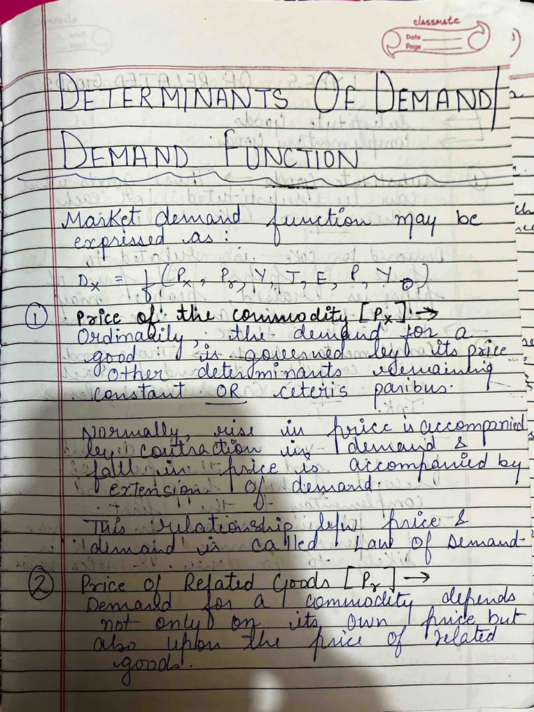 Determinants of Demand Class 11 | PDF