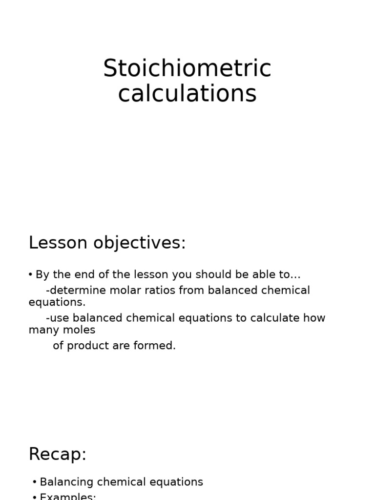 Stoichiometric Calculations | PDF
