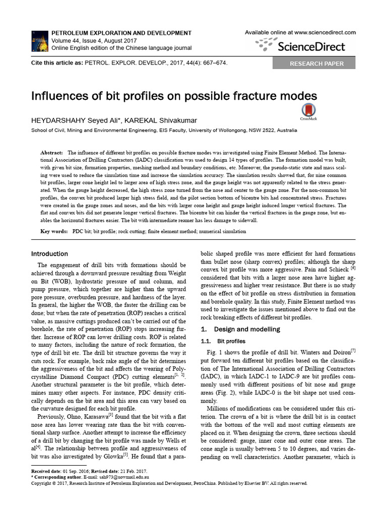 Influences of Bit Profiles On Possible Fracture Mo | PDF | Fracture ...