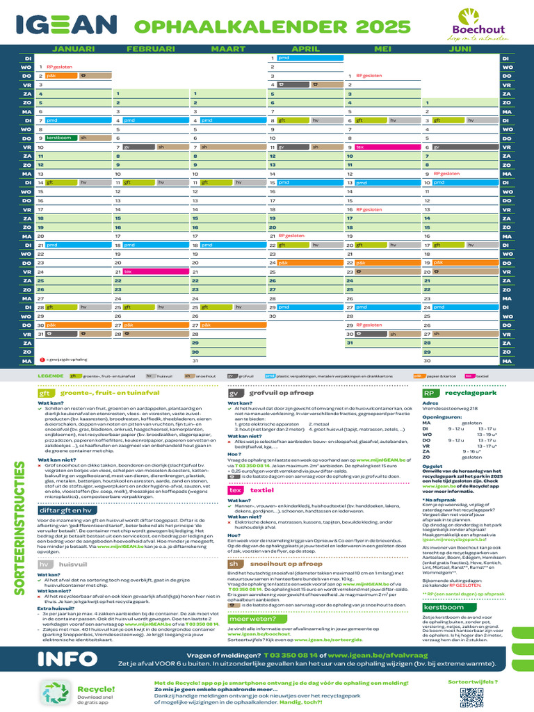 IGEAN Afvalkalender 2025 Boechout | PDF