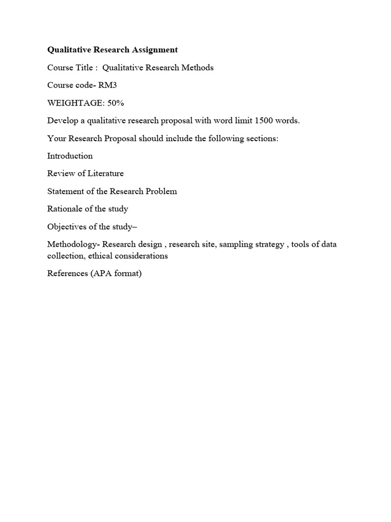 Qualitative Research Assignment - RM3 | PDF