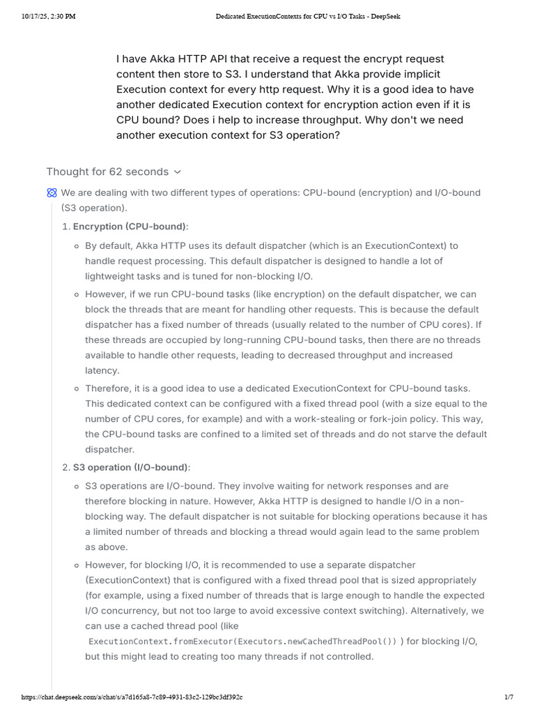 Dedicated ExecutionContexts For CPU Vs I - O Tasks - DeepSeek | PDF ...