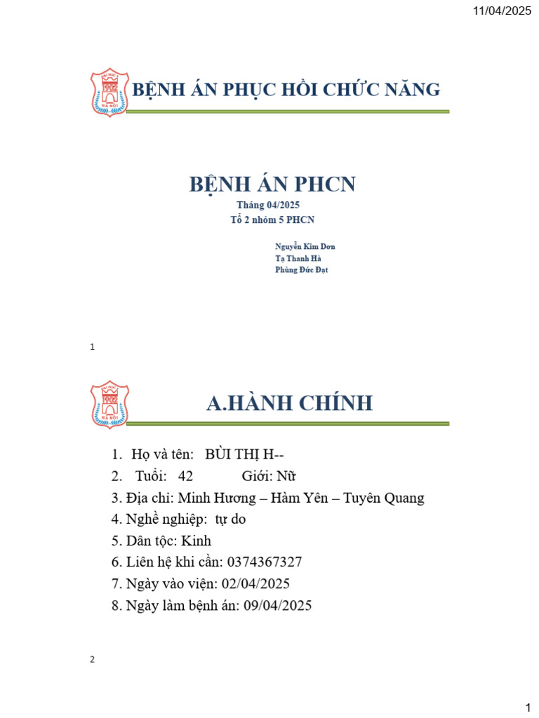 Đau Thắt Lưng Mạn Tính - BA Giảng Chuyển File PDF | PDF
