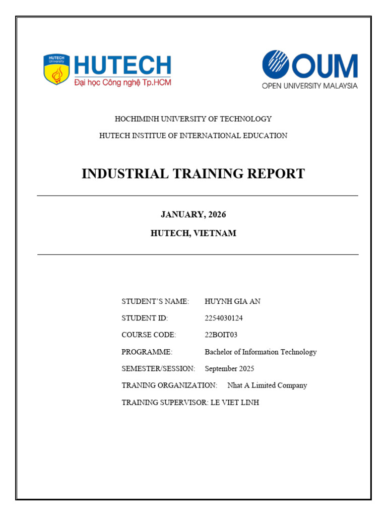 Industrial Training Report 2 | PDF