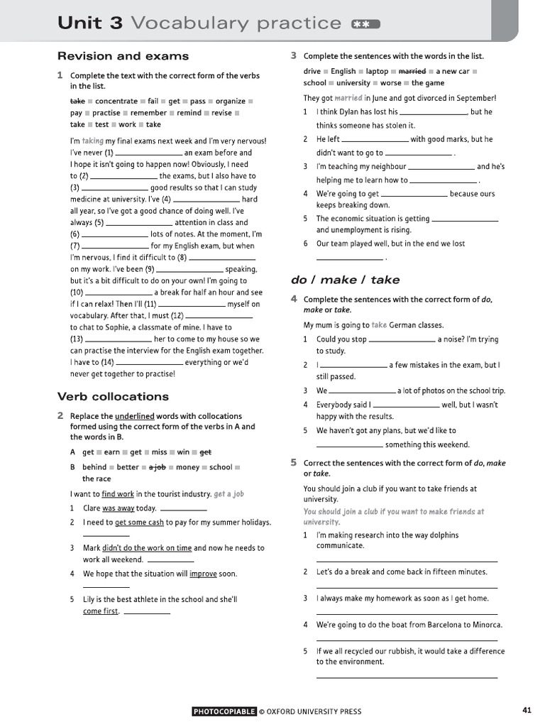 Vocabulary Exercises On School and Education | PDF