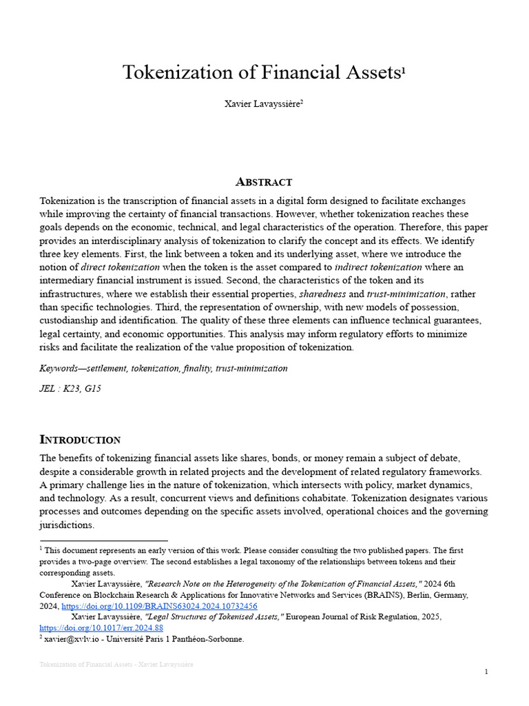 Understanding Financial Asset Tokenization | PDF | Cryptocurrency ...