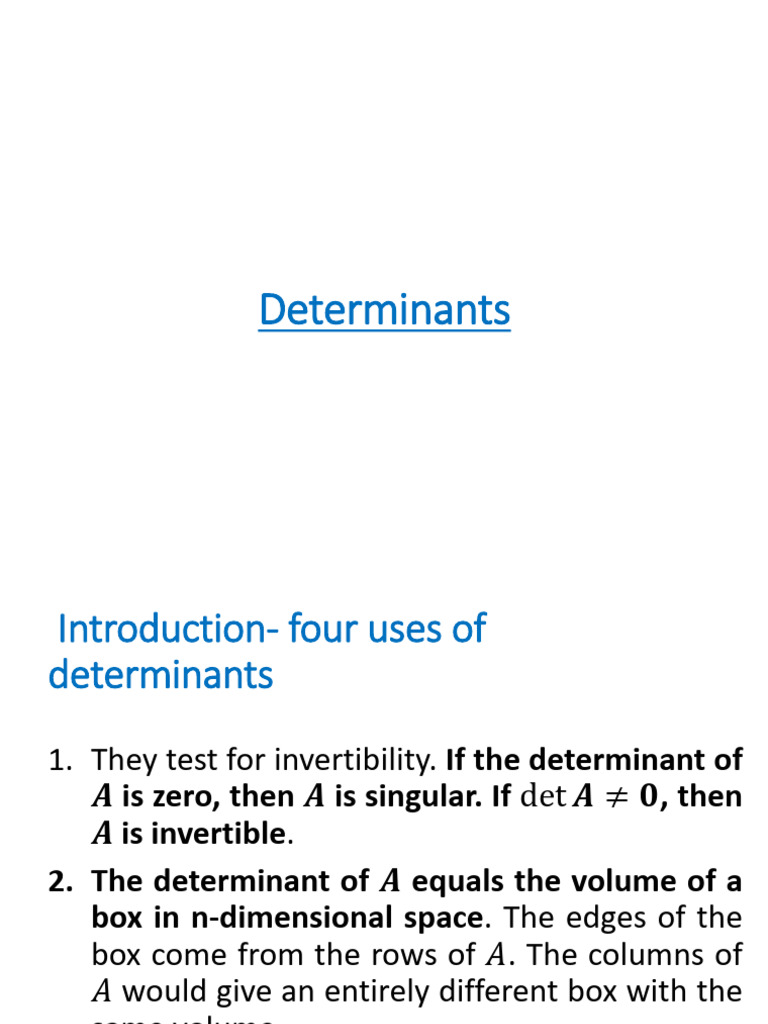 Understanding Determinants in Matrices | PDF | Determinant | Matrix ...