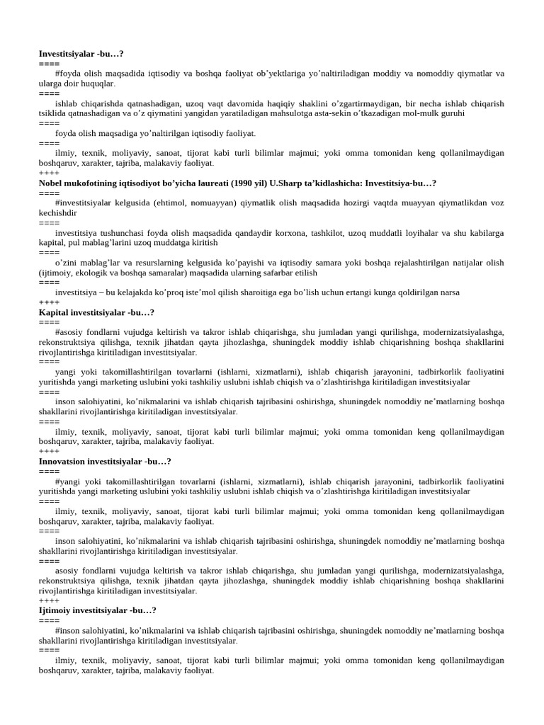 ILB Hemis Uchun Test | PDF