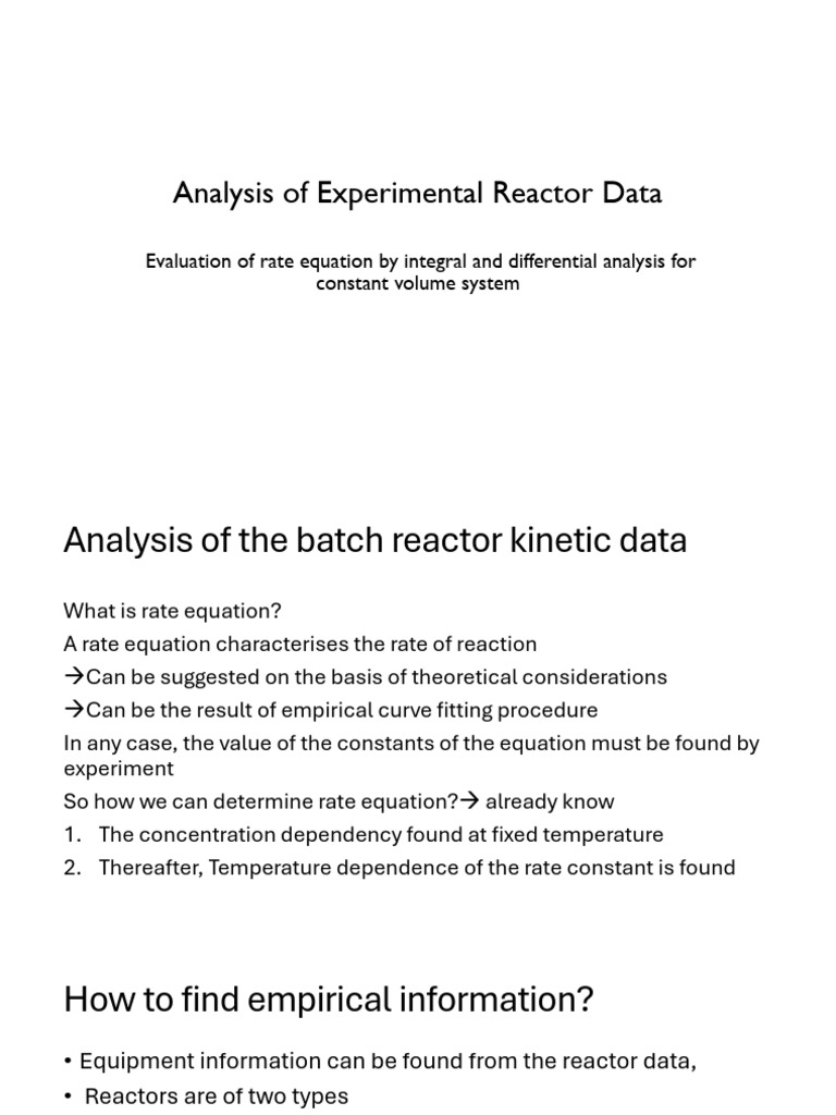 Batch Reactor Kinetics Analysis Methods | PDF | Reaction Rate ...