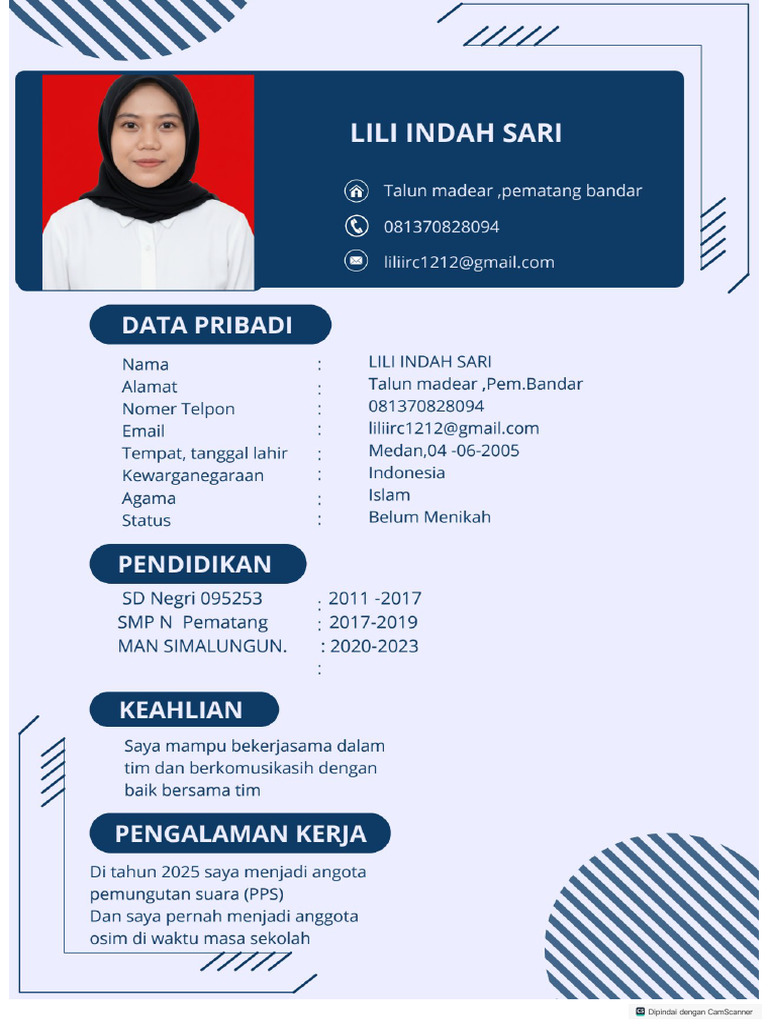 CV Lili Indah Sari | PDF