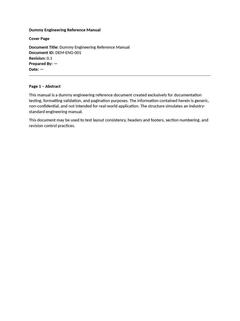 Dummy Engineering Manual for Testing | PDF | Specification (Technical ...