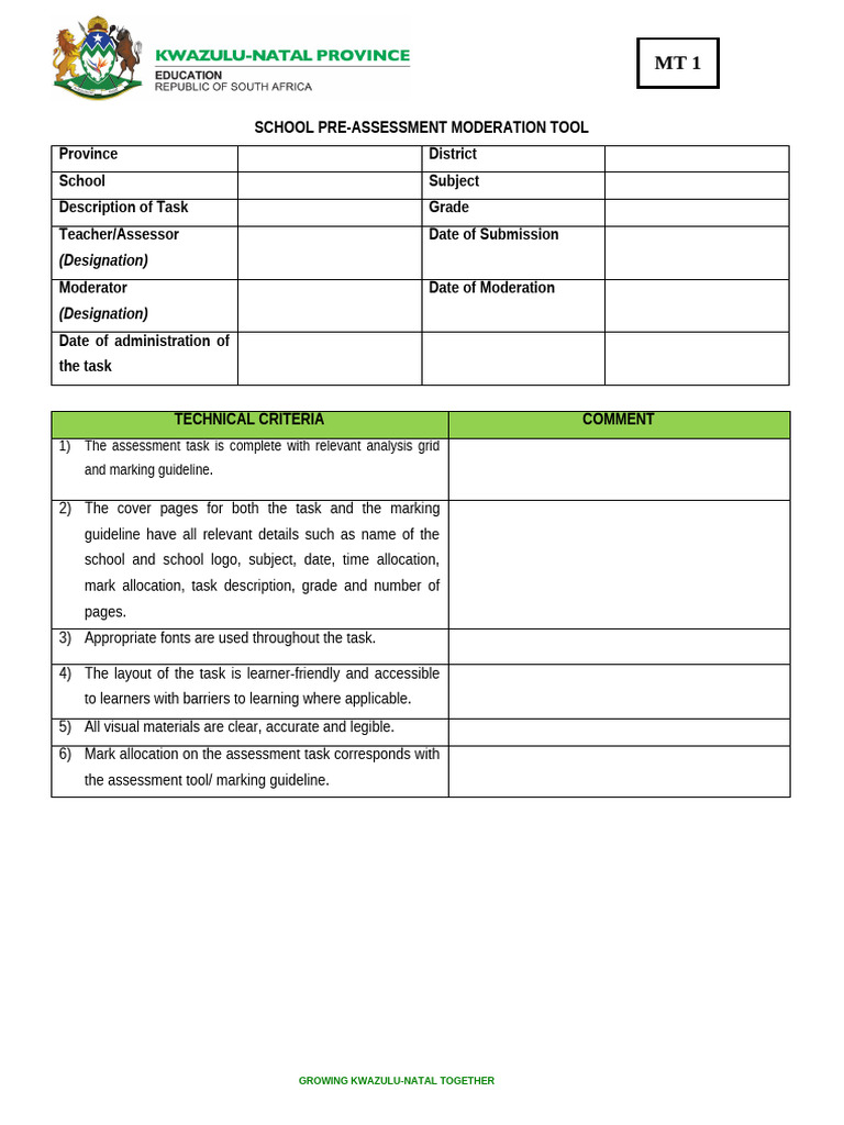 School Assessment Moderation Checklist | PDF | Human Communication ...