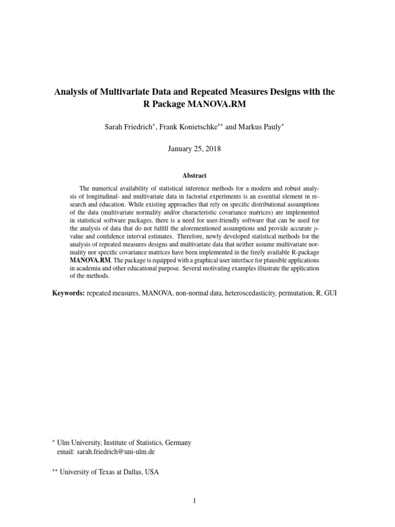 Analysis of Multivariate Data and Repeated Measures Designs With The R ...