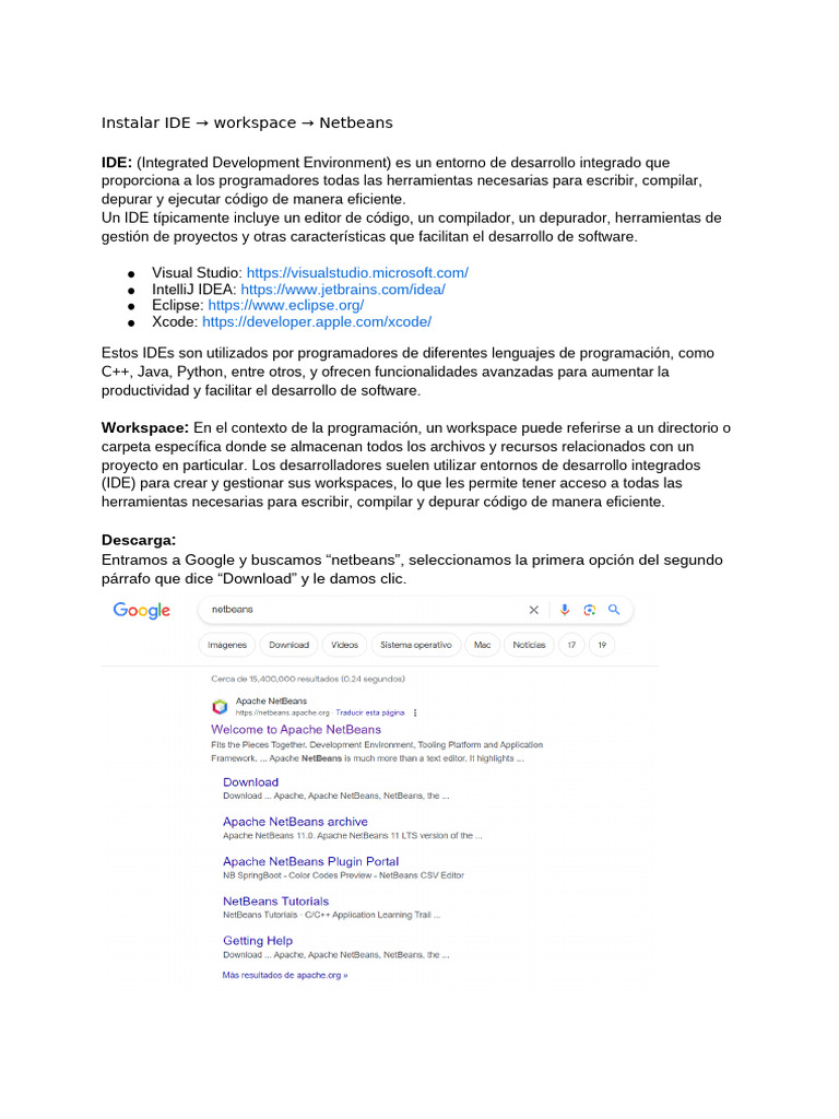 Guía para Instalar NetBeans y JDK 21 | PDF | Entorno de desarrollo ...