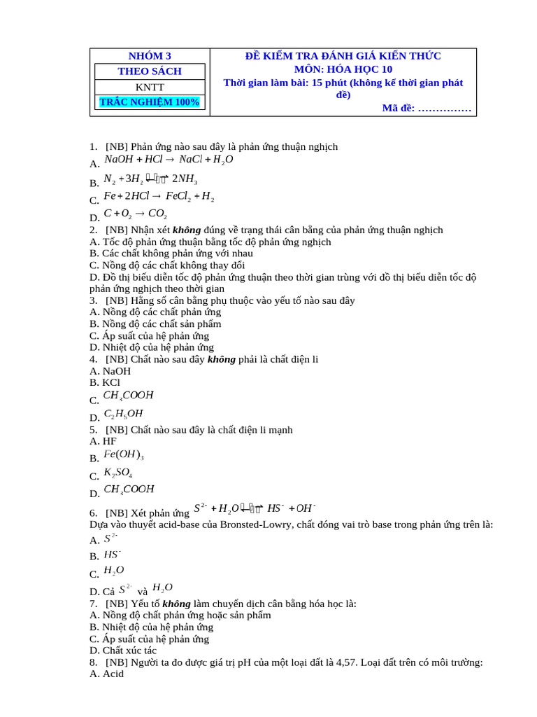 5-Nguyễn Thị Kim Liên-Đề KT 15ph Bài 3 - KNTT | PDF