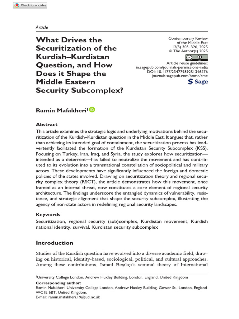 Securitization of the Kurdish Question | PDF | Iraqi Kurdistan | World ...