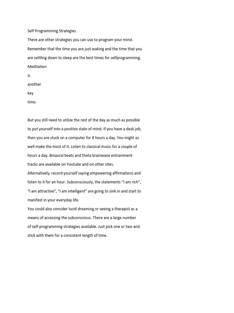 Self Programming Strategies | PDF