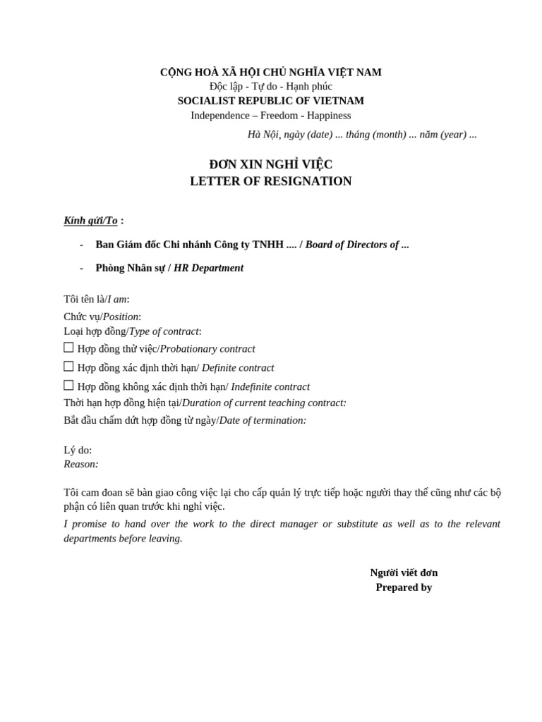 Letter of Resignation | PDF