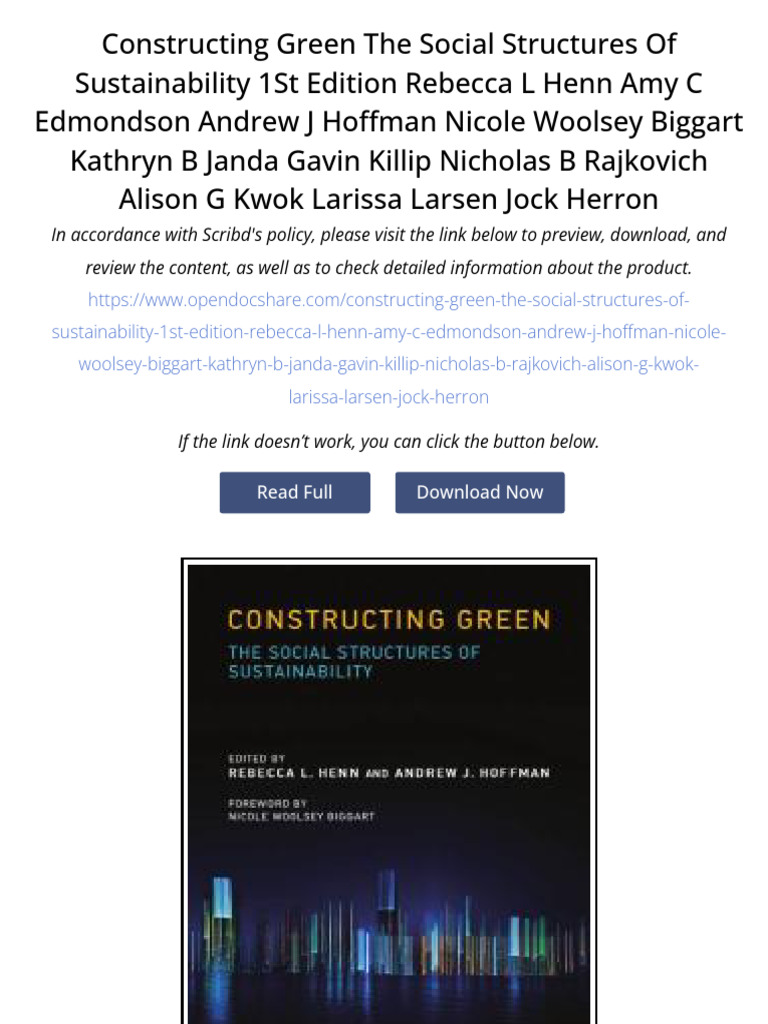 Constructing Green The Social Structures Of Sustainability 1st Edition ...