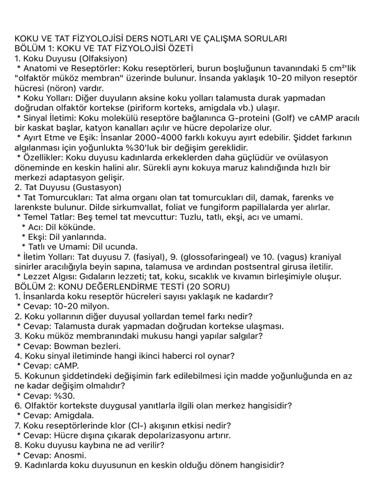 Koku Tat Fizyolojisi | PDF