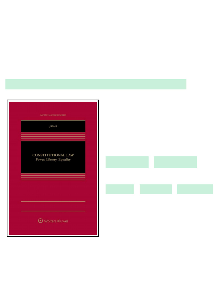 Constitutional Law Power Liberty Equality (Aspen Coursebook Series ...