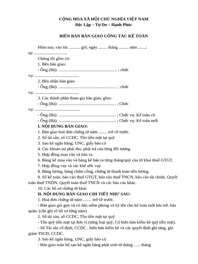 Bien Bvan Ban Giao Ke Toan | PDF