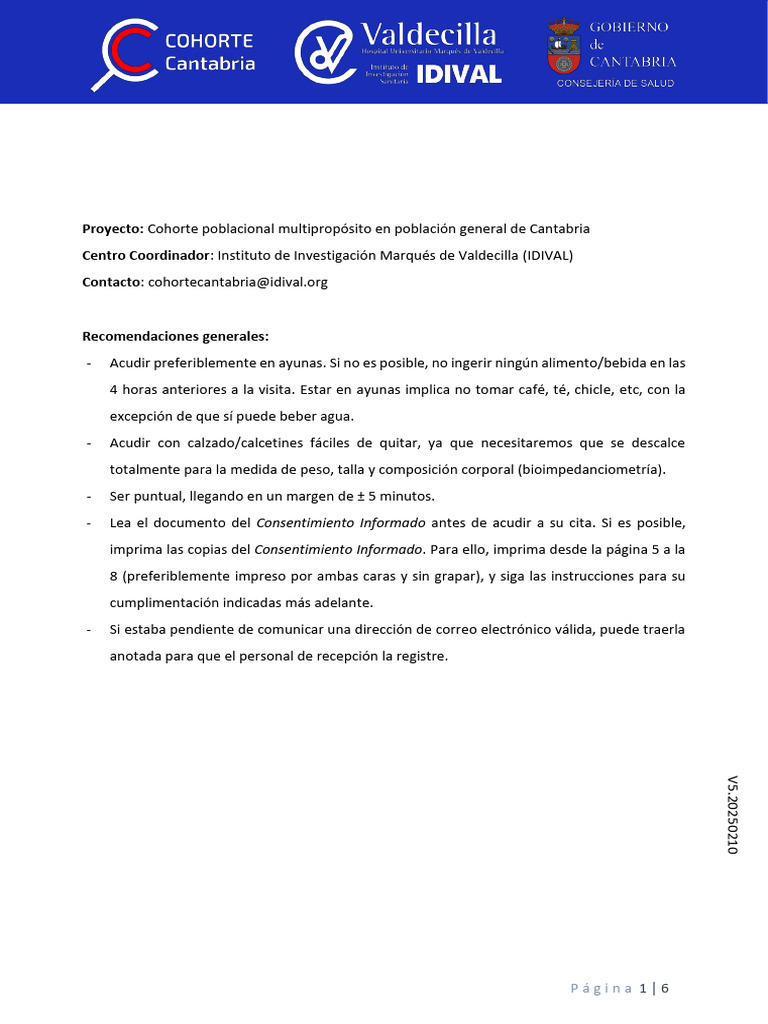 InstruccionesGenerales_CohorteCantabria | PDF