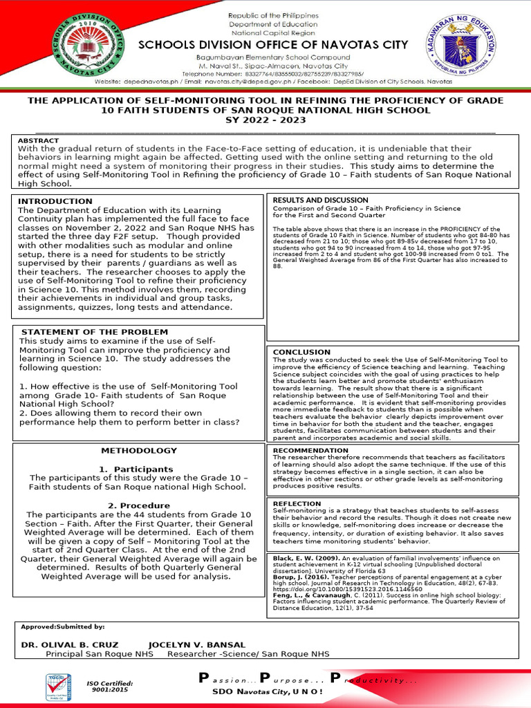 AR PPT Sel-Monitoring Tool | PDF | Teachers | Learning