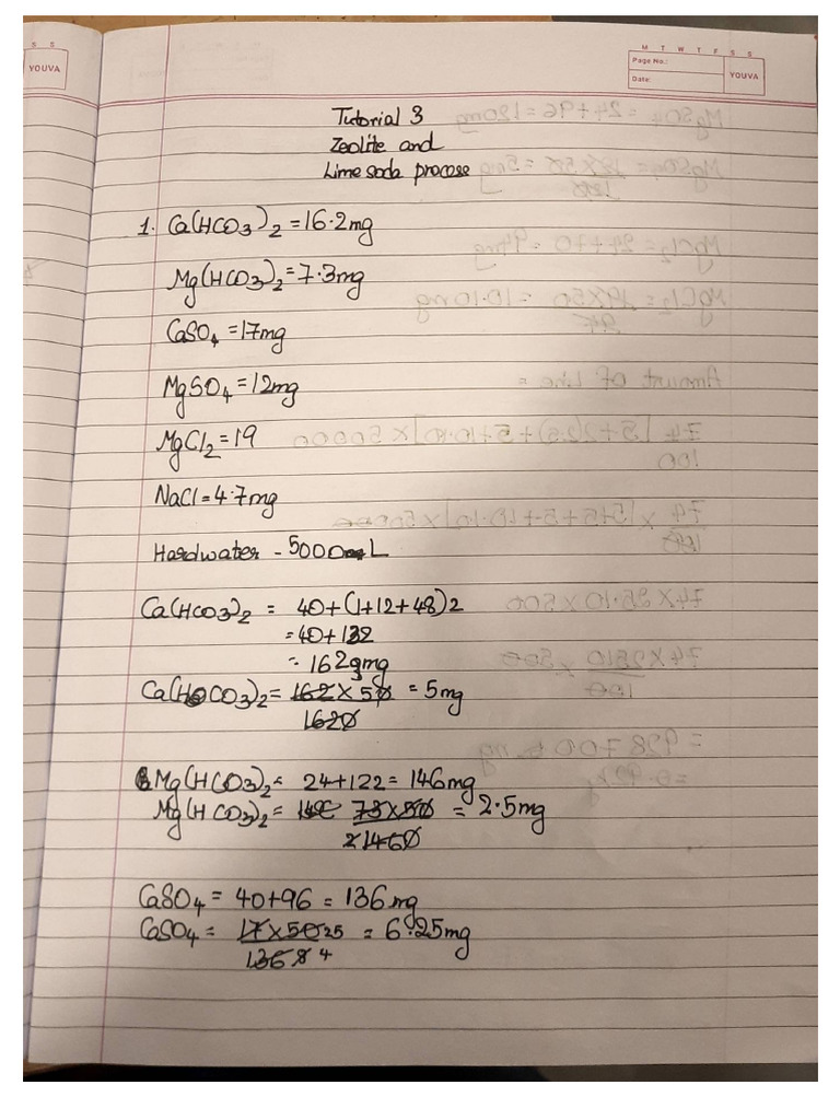C152 Tutorial 3 Lime Soda and Zeolite | PDF