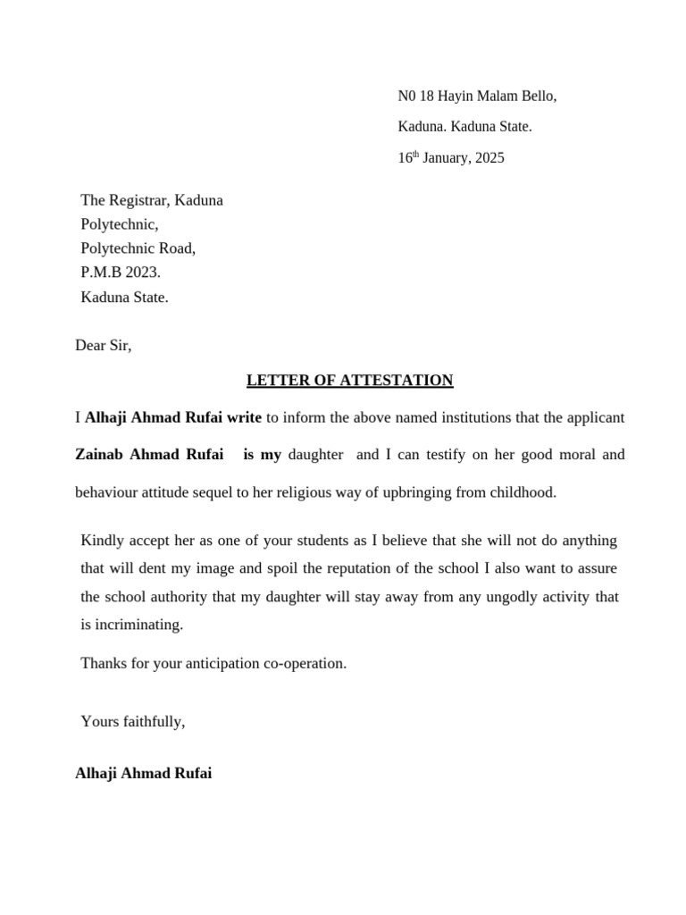 Attestation Letter | PDF