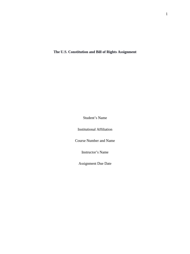 The U.S Constitution and Bill of Rights Assignment | PDF | United ...