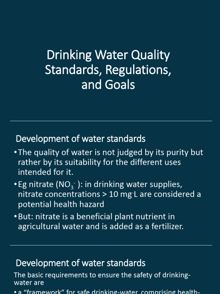 Drinking Water Quality Standards Overview | PDF | Alkalinity | Drinking ...