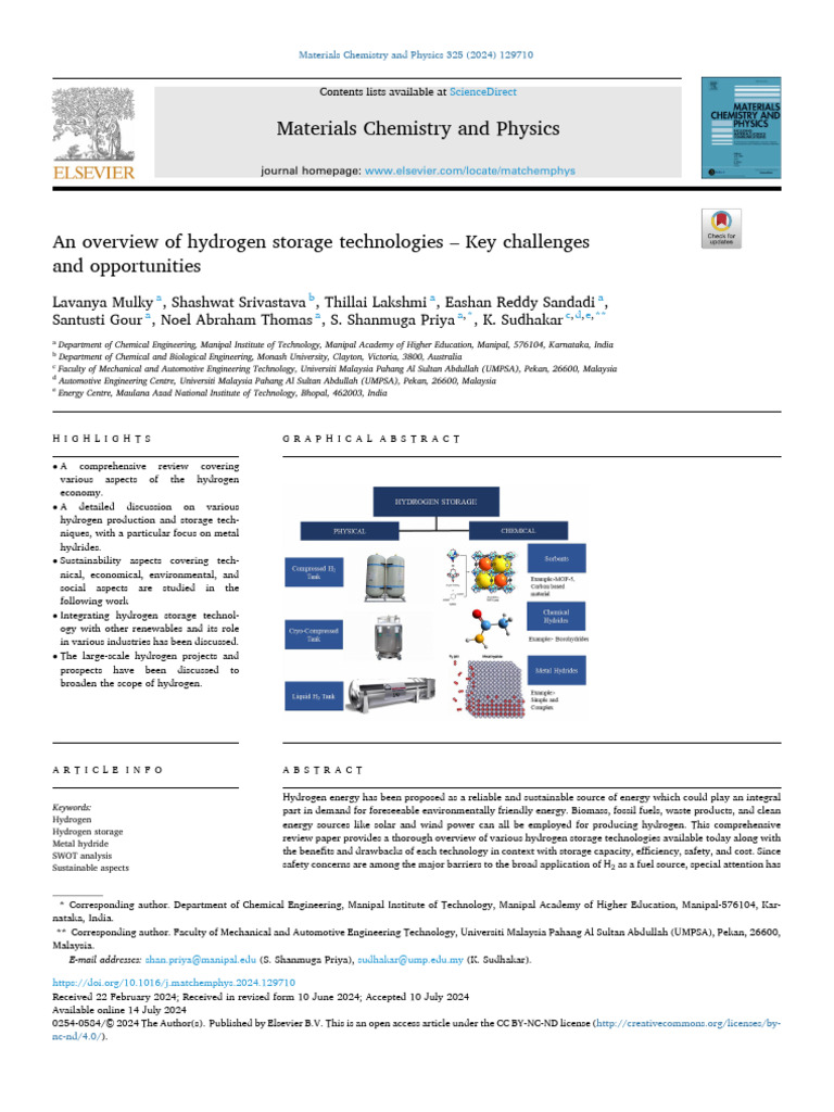 An Overview of Hydrogen Storage Technologies – Key Challenges | PDF ...
