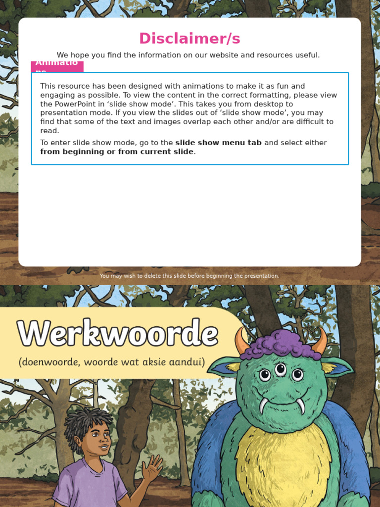 Za HL 980 Tipe Werkwoorde Powerpoint Ver 1 | PDF