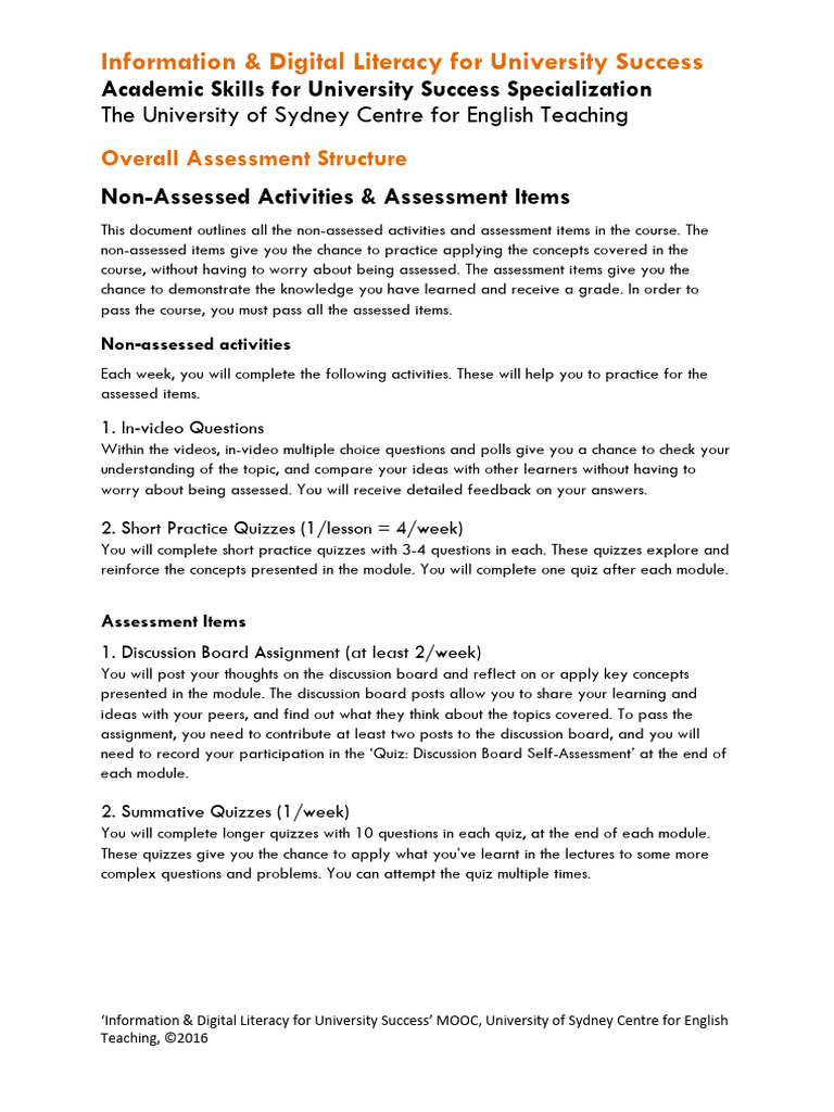Overall Assessment Structure Information & Digital Literacy | PDF ...