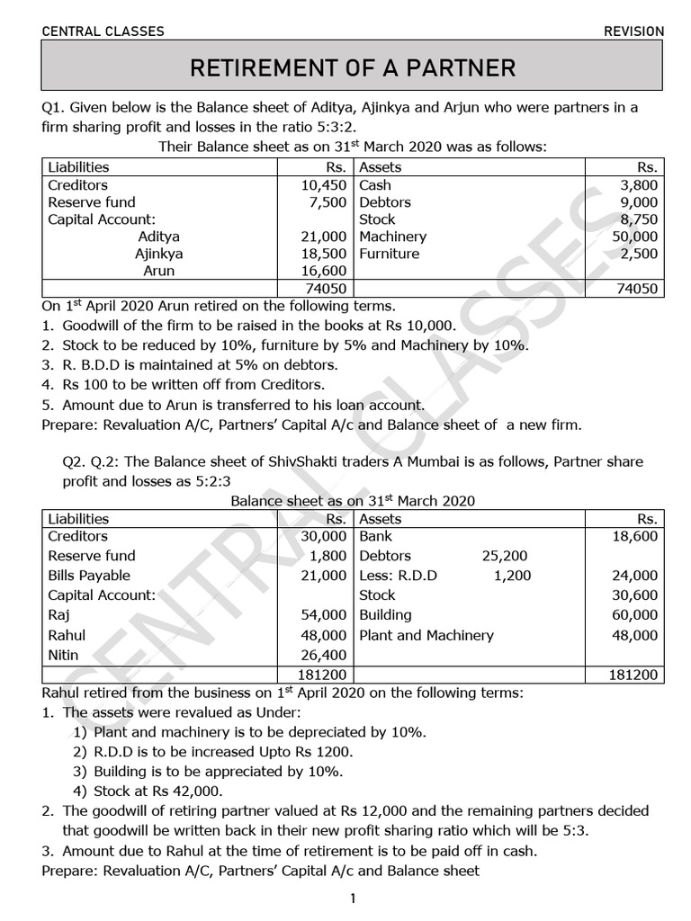 Partner Retirement Accounting Procedures | PDF | Balance Sheet ...