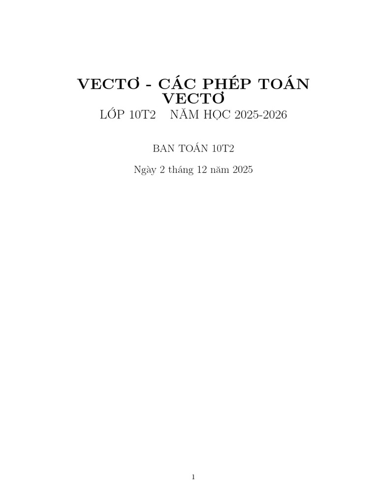 Chủ Đề Vector Ban Toán 10T2 | PDF