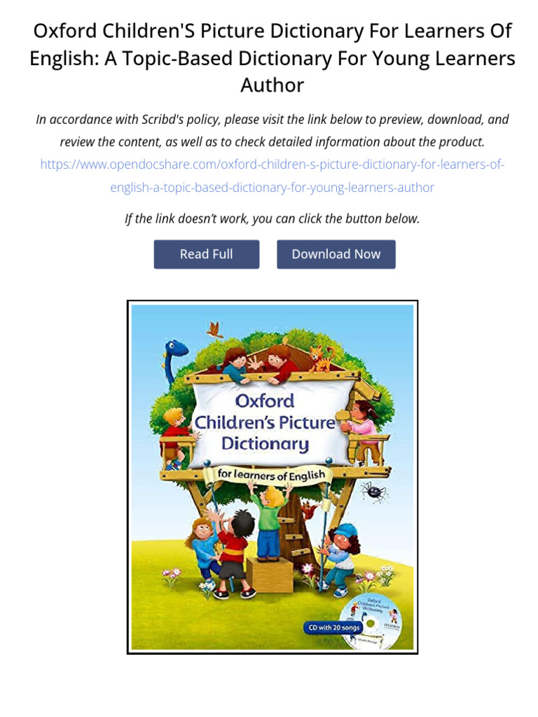 Oxford Children's Picture Dictionary for learners of English: A topic ...