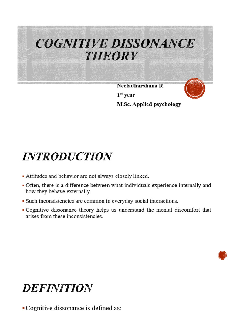 Cognitive Dissonance Theory | PDF | Attitude (Psychology) | Cognitive ...