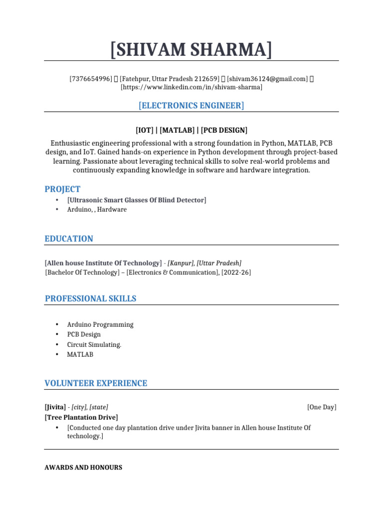 Resume Template (1) Shivam | PDF