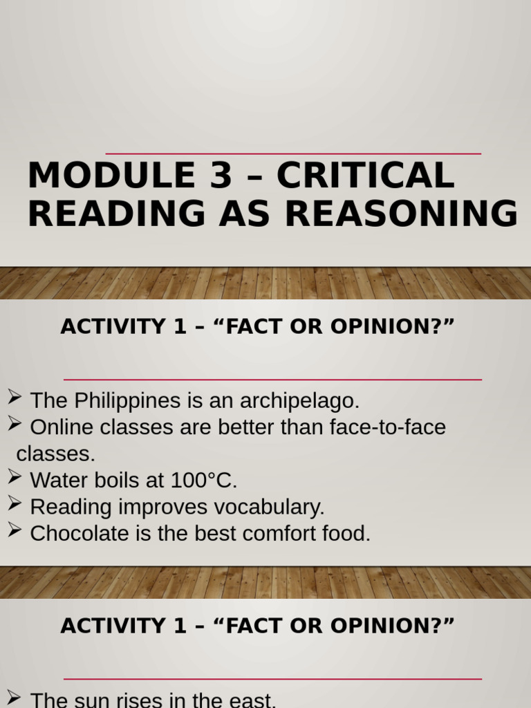 Module 3 Critical Reading As Reasoning | PDF | Learning | Natural ...