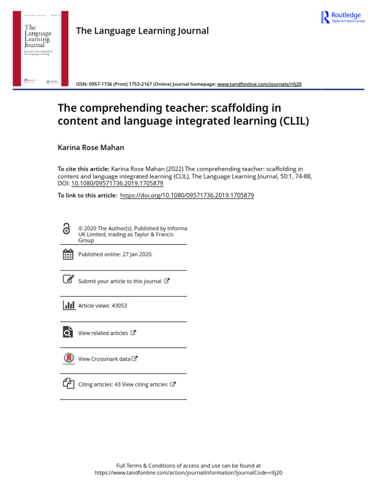 The Comprehending Teacher Scaffolding in Content and Language ...
