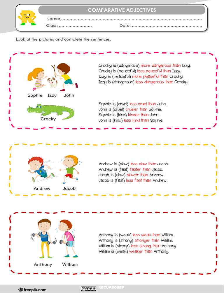 Comparative Adjectives Recursosep English Answers 1 | PDF