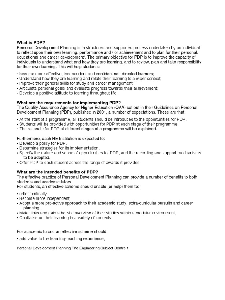 What Is PDP?: Personal Development Planning The Engineering Subject ...
