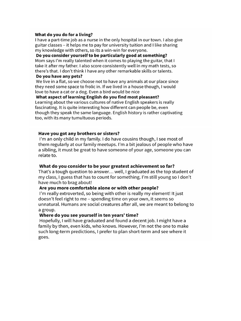 Cae Speaking Questions | PDF